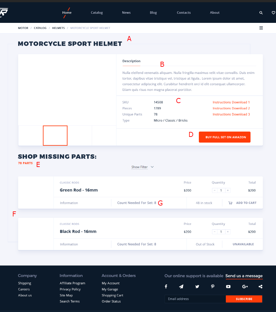 MotorCycle Sport Helmet - K'NEX Replacement Parts